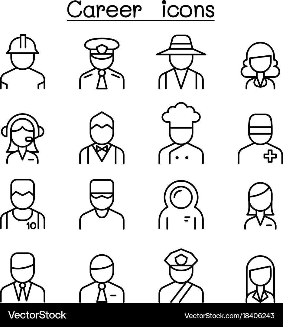 Thin Line Occupation Icons Royalty Free Vector Image