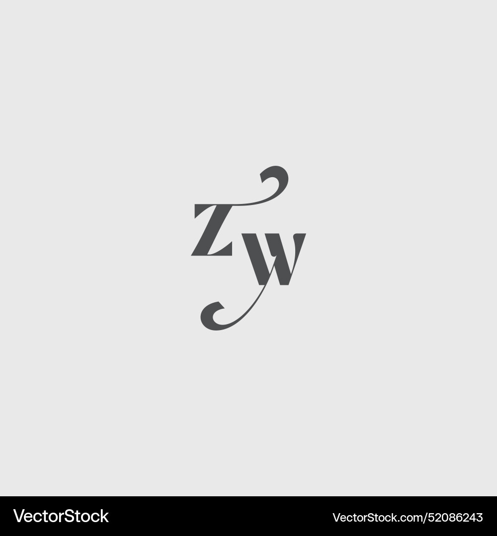 Zw letter simple and minimalism classy black Vector Image