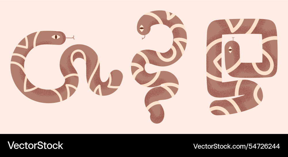 Abstract geometric stylized snakes set Royalty Free Vector