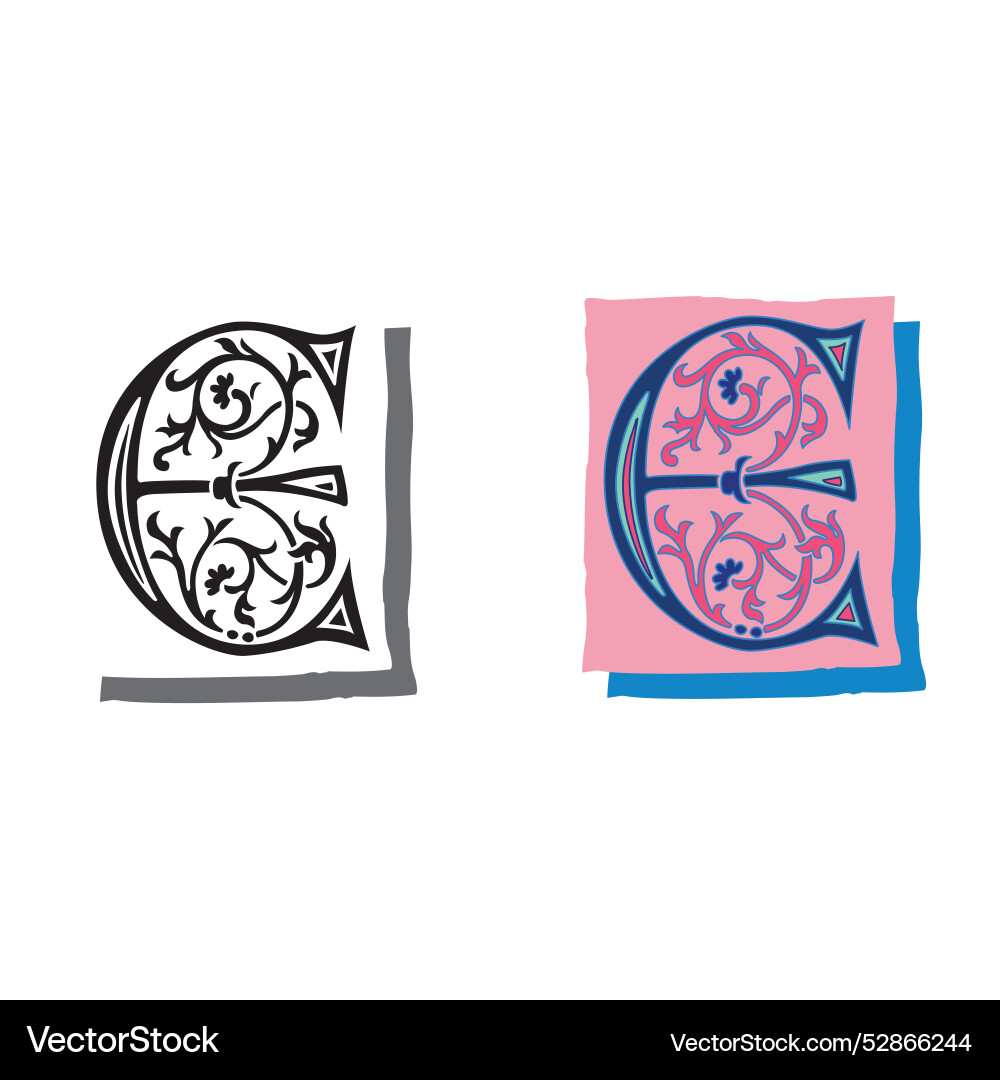 Art napoli initial caps font capital letter e Vector Image