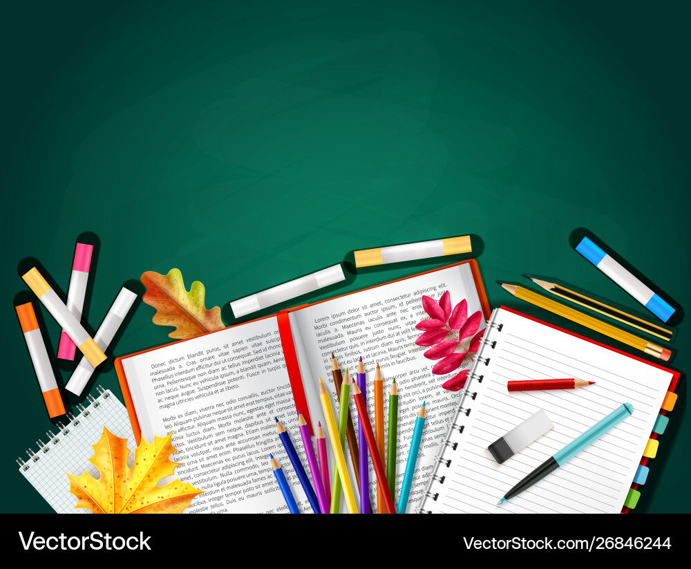Back to school realistic background Royalty Free Vector