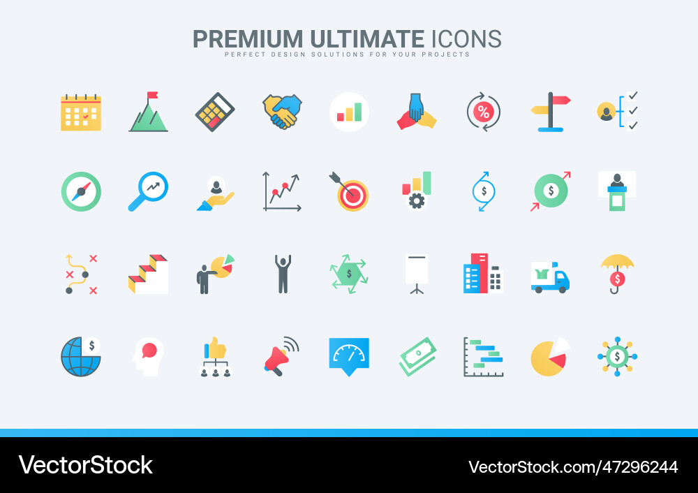 Business process trendy flat icons set technology Vector Image