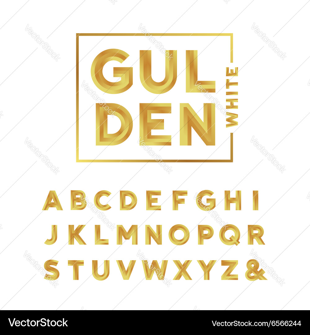 Golden font alphabet with gold effect letters Vector Image