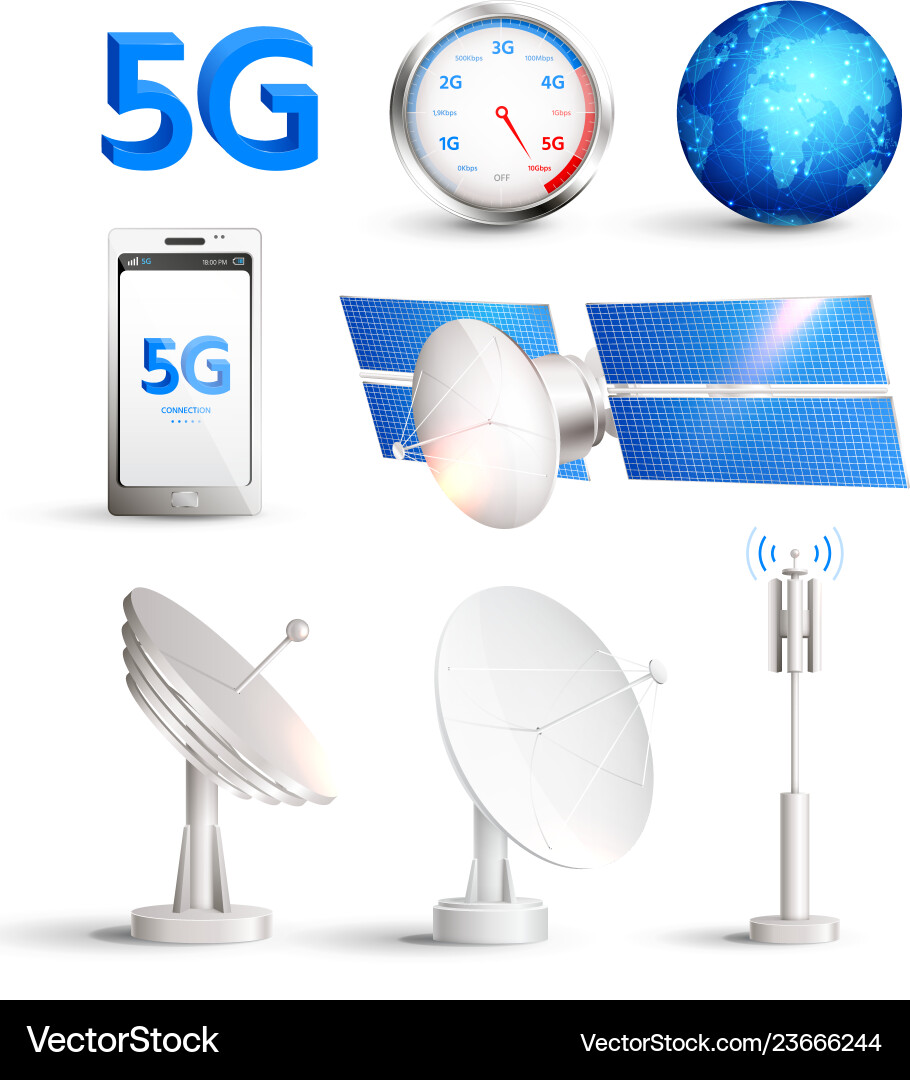 High speed mobile internet realistic set Vector Image