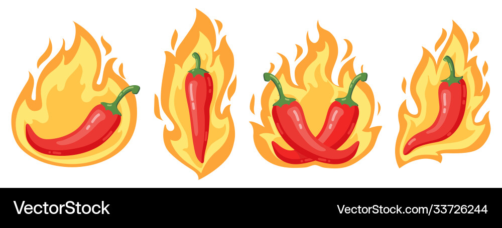 Hot chilli peppers cartoon spicy red Royalty Free Vector