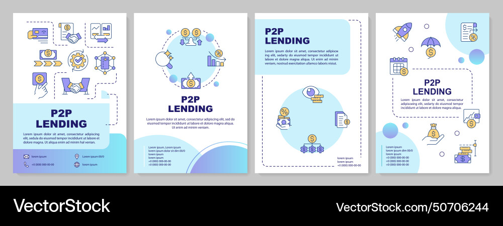 P2p lending blue circle brochure template Vector Image P2p lending blue circle brochure template Vector Image