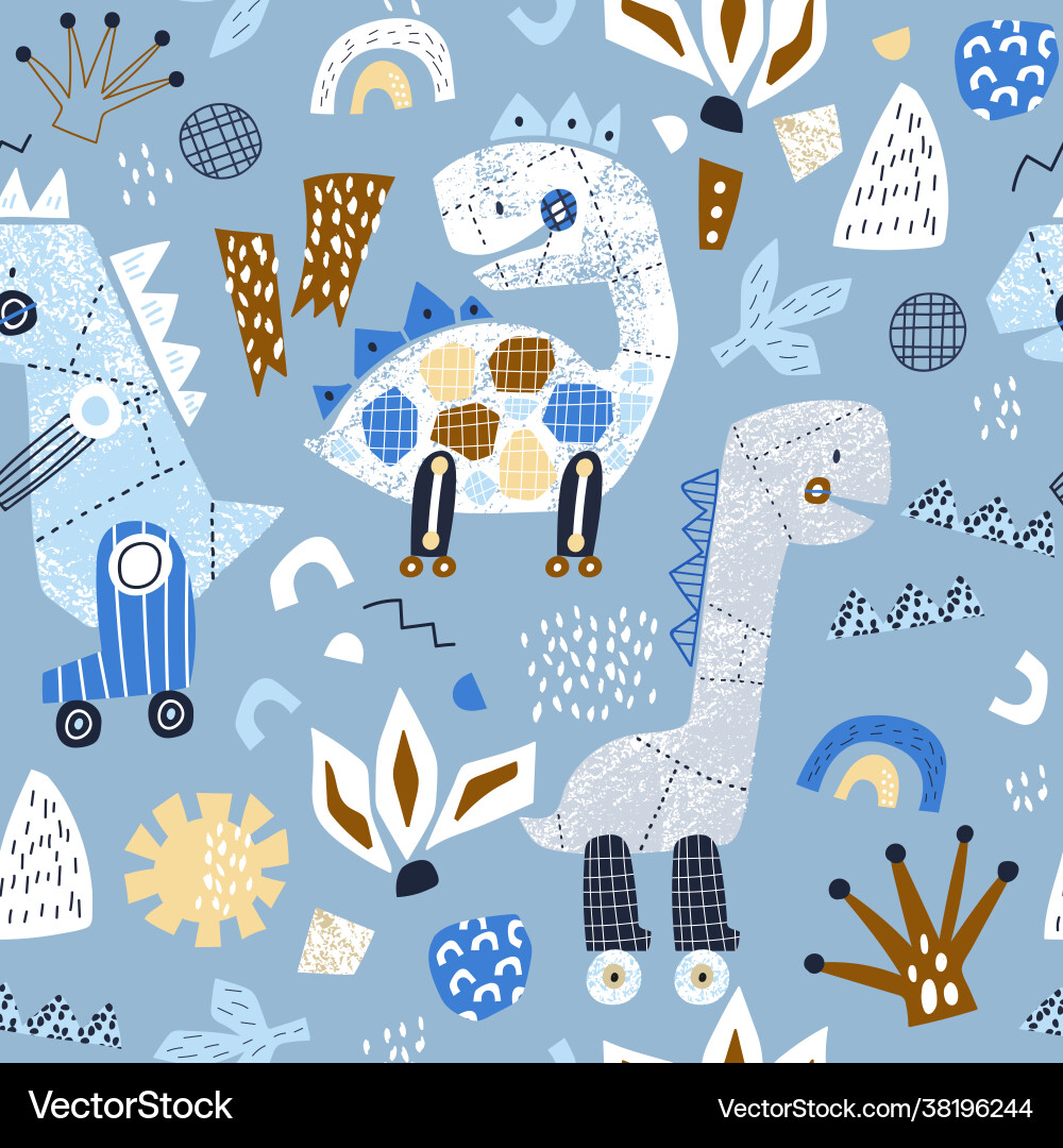 Playful Dinosaur Pattern Royalty Free Vector Image