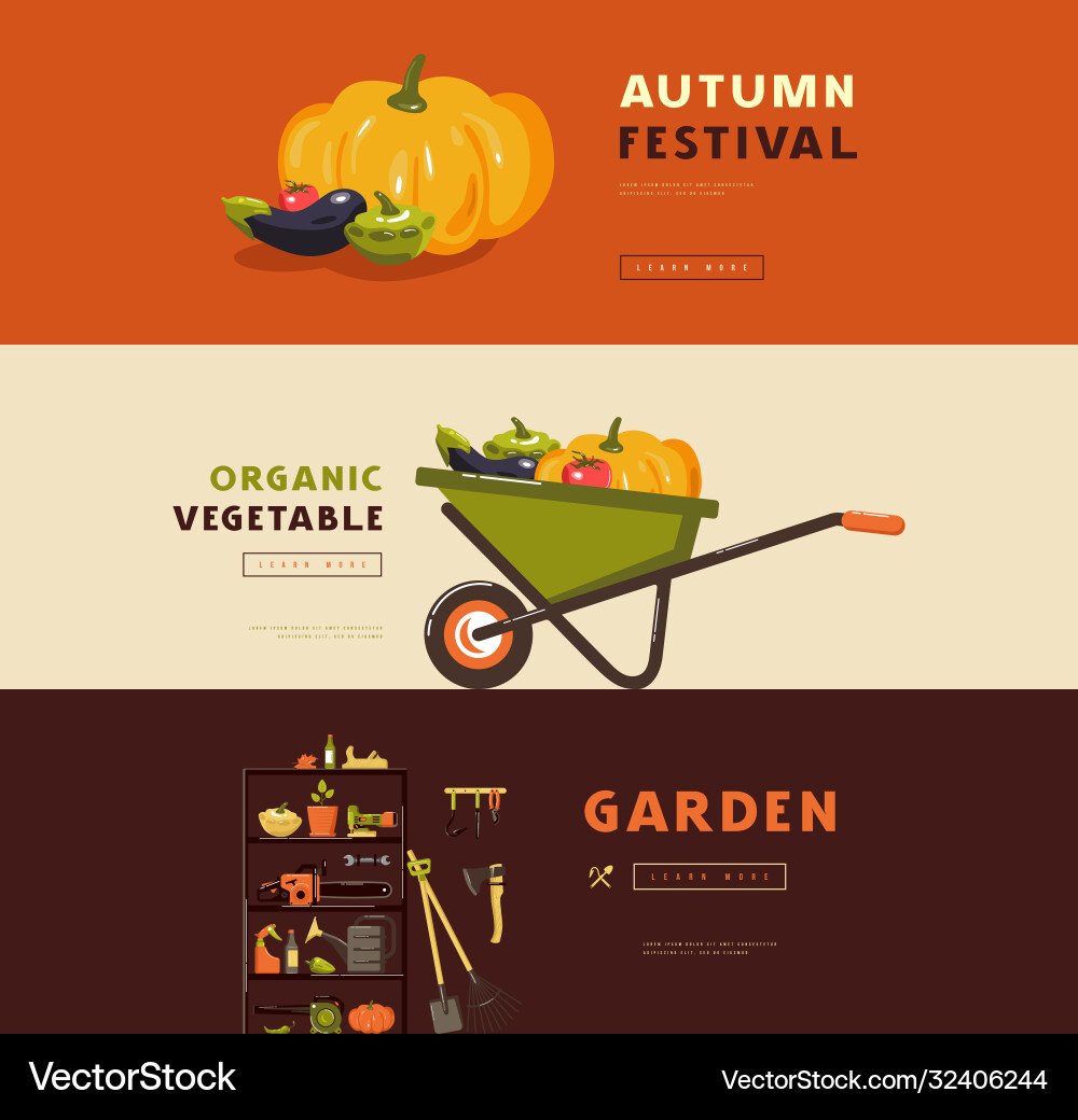 Stock gardening hobby banner set Royalty Free Vector Image