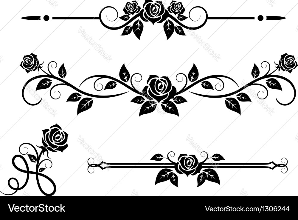 Vintage Rose Floral Border Royalty Free Vector Image
