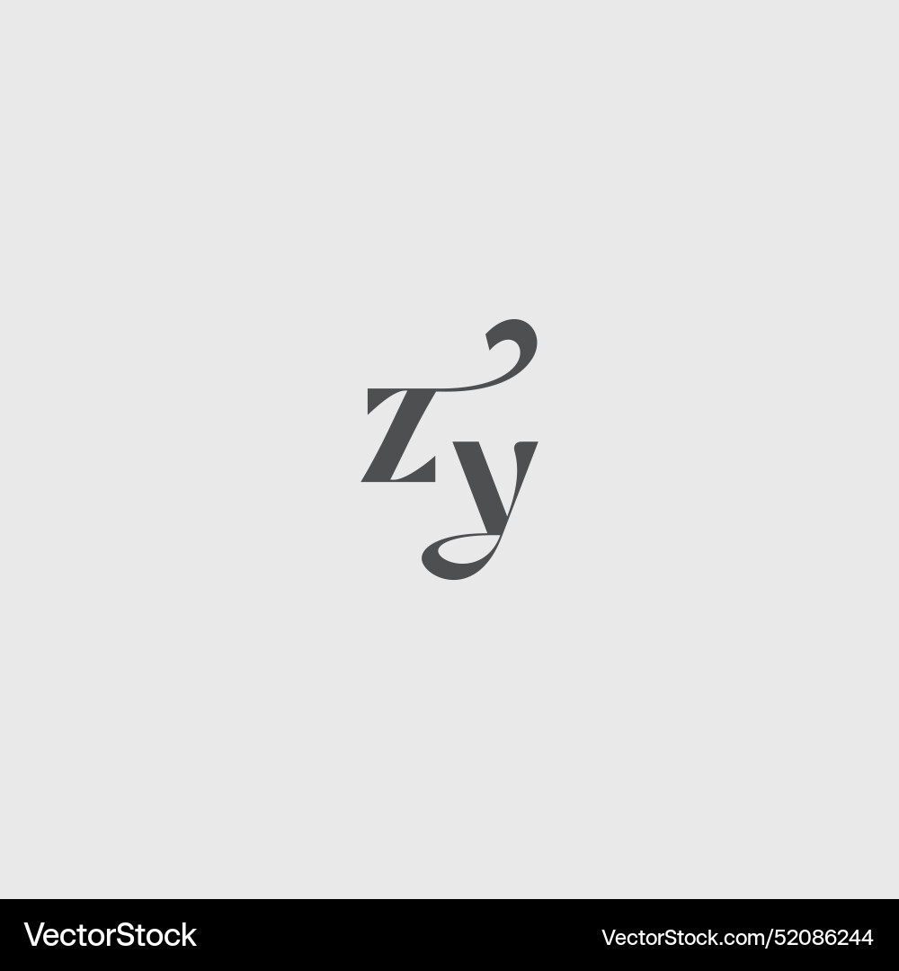 Zy letter simple and minimalism classy black Vector Image