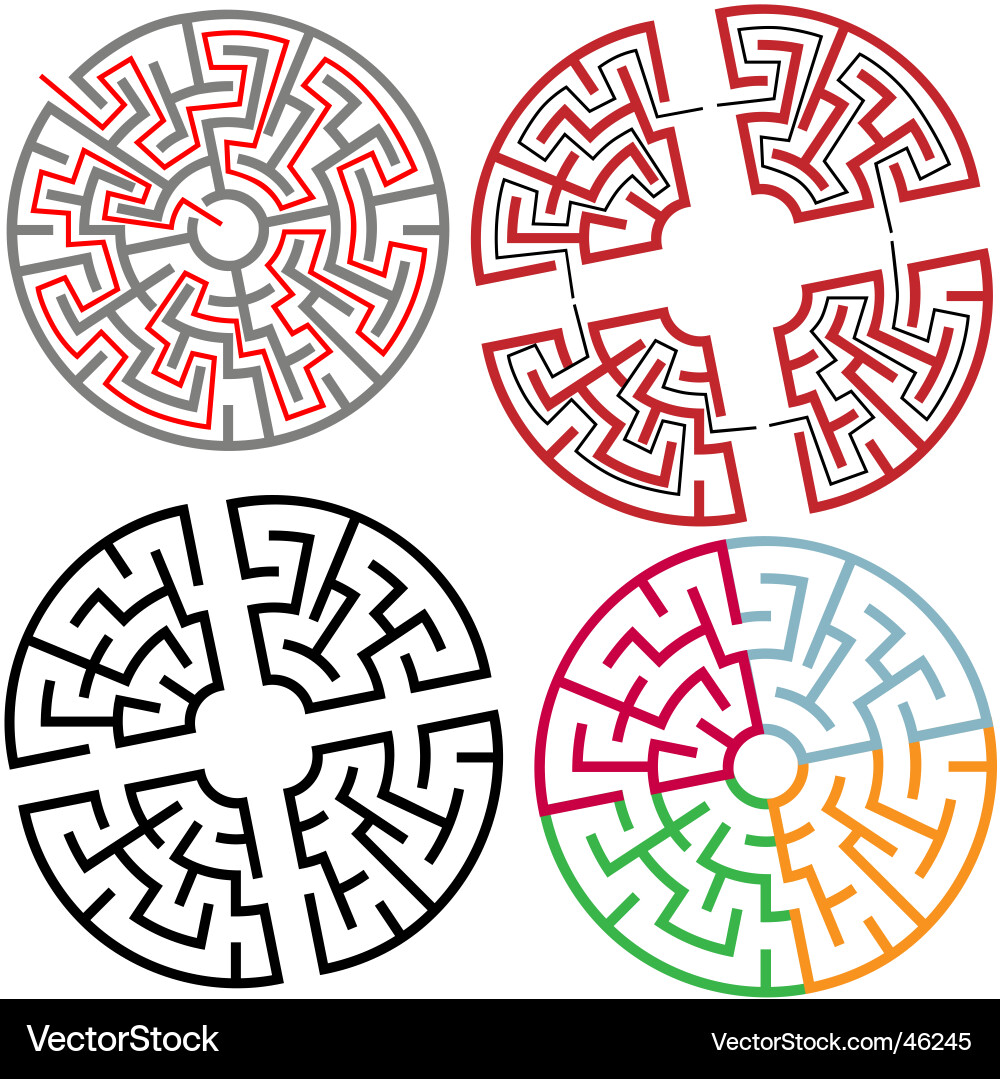 Circle and arc maze puzzle Royalty Free Vector Image