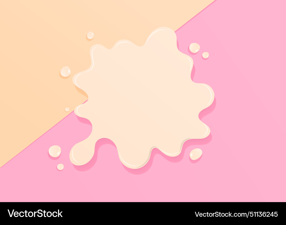 Cream liquid splash on pink and beige background Vector Image