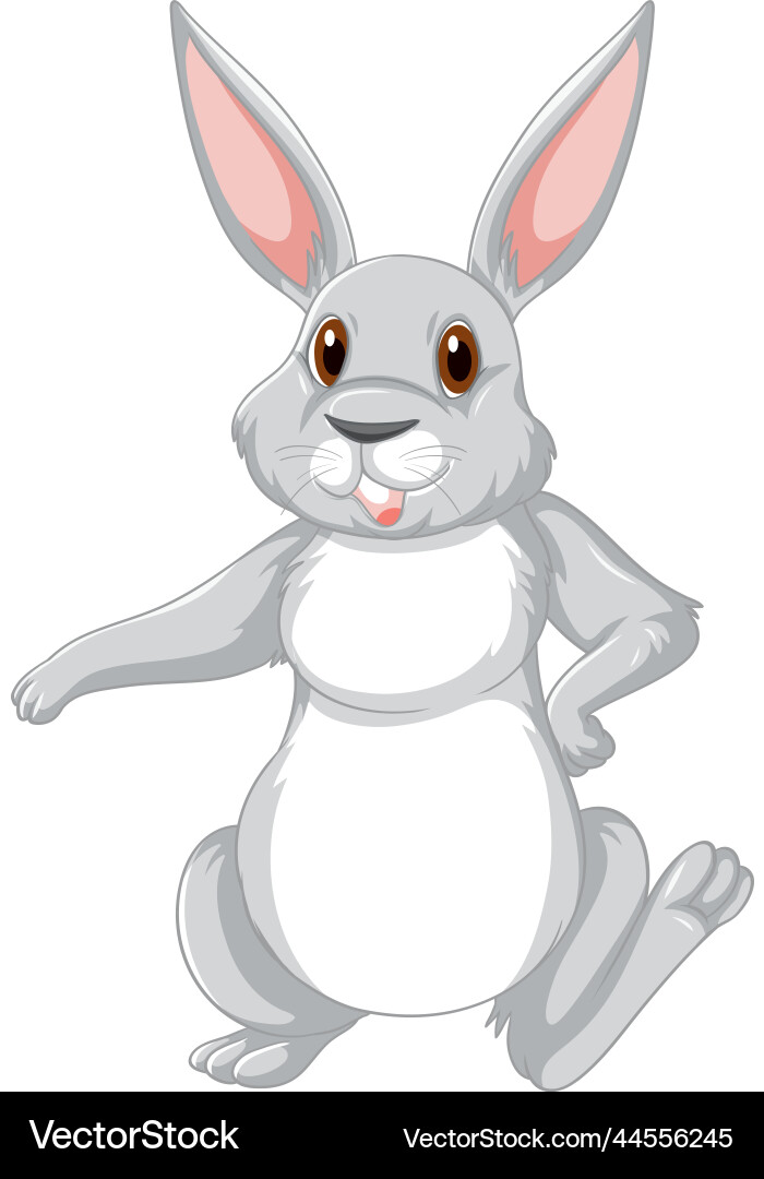 Cute grey rabbit cartoon character Royalty Free Vector Image