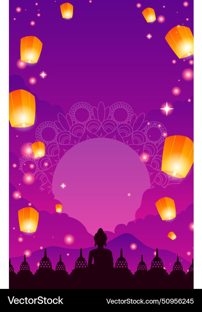 Happy vesak day vertical background Royalty Free Vector