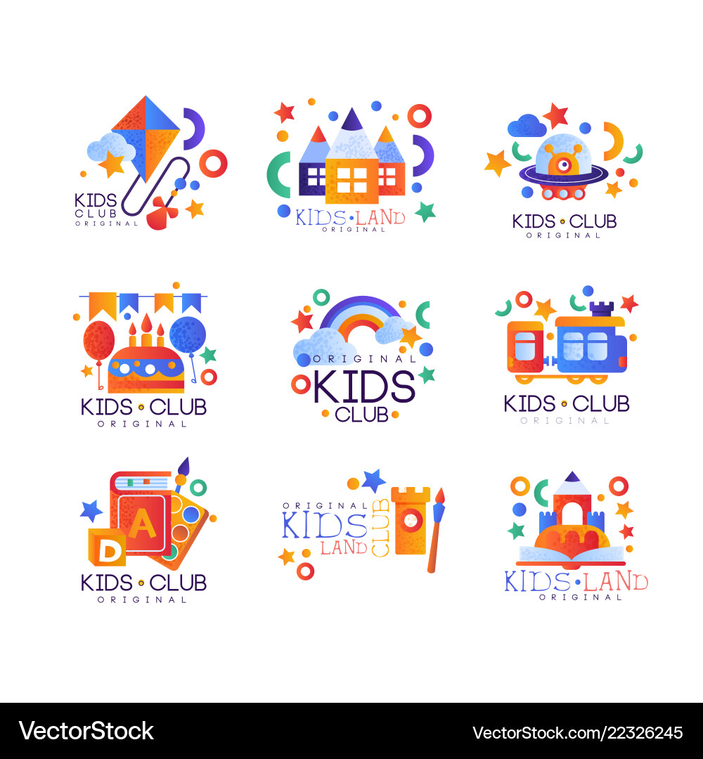 Kids Club Logo Set - Bright & Playful – Royalty-Free Vector | VectorStock