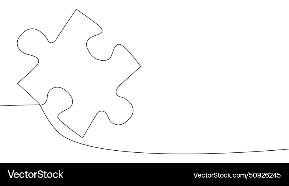 One line connecting puzzle pieces Royalty Free Vector Image