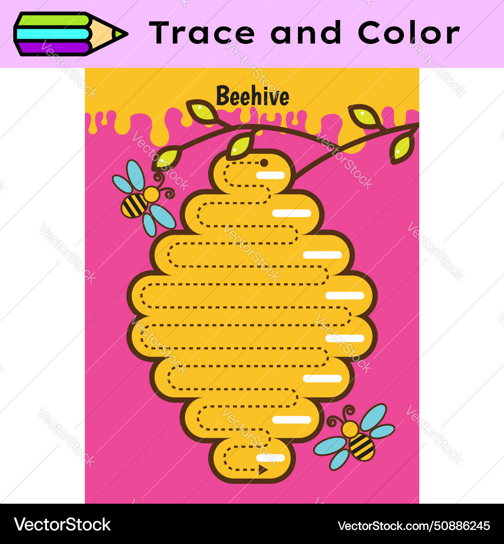 Pen tracing lines activity worksheet for children Vector Image