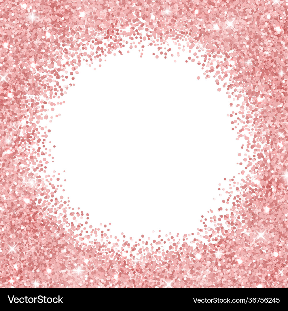 Rose gold sparkles glitter round frame Royalty Free Vector