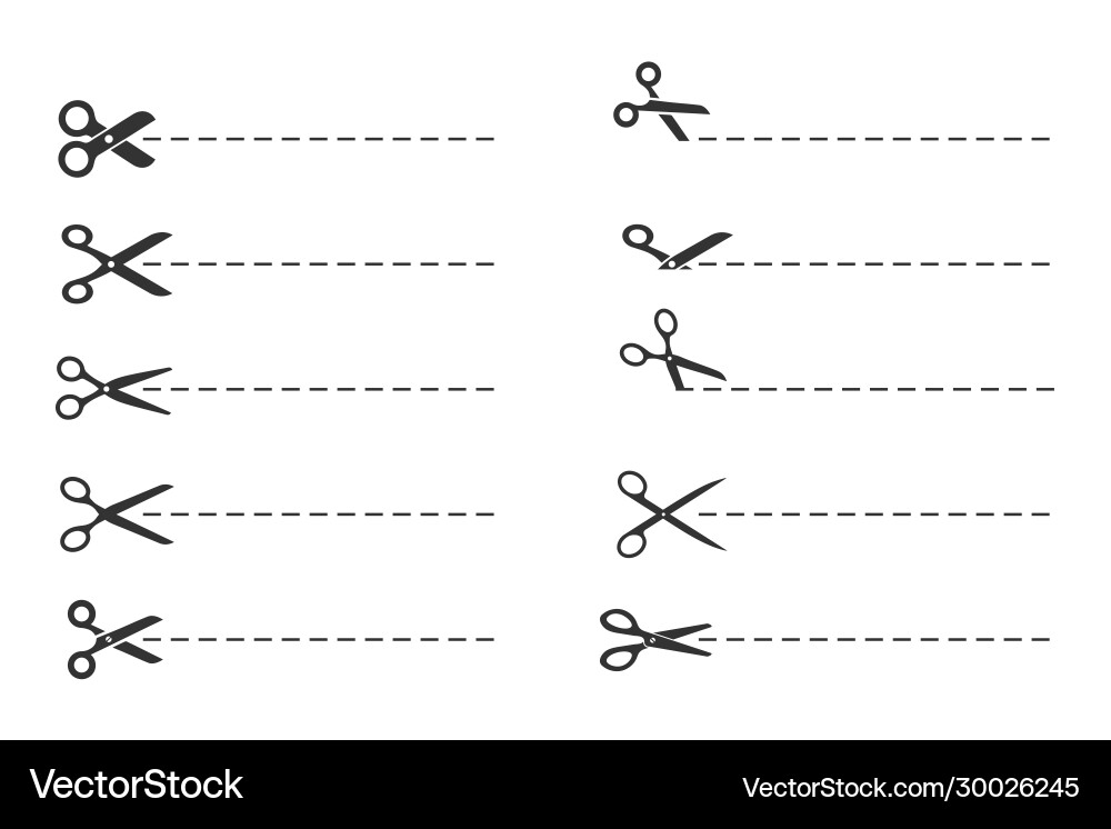 Scissors cut lines paper symbol template Vector Image