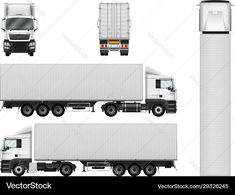 Semi truck template with cargo container Vector Image