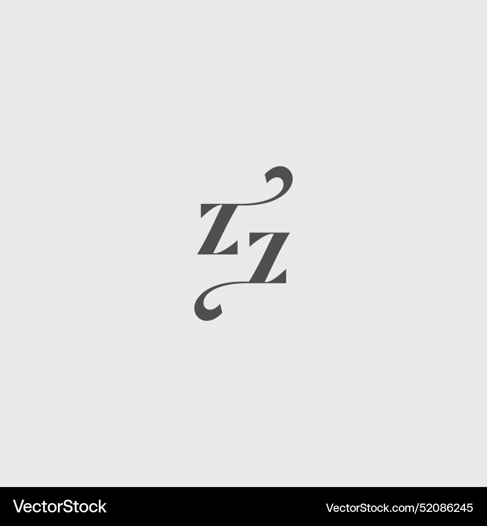 Zz letter simple and minimalism classy black Vector Image