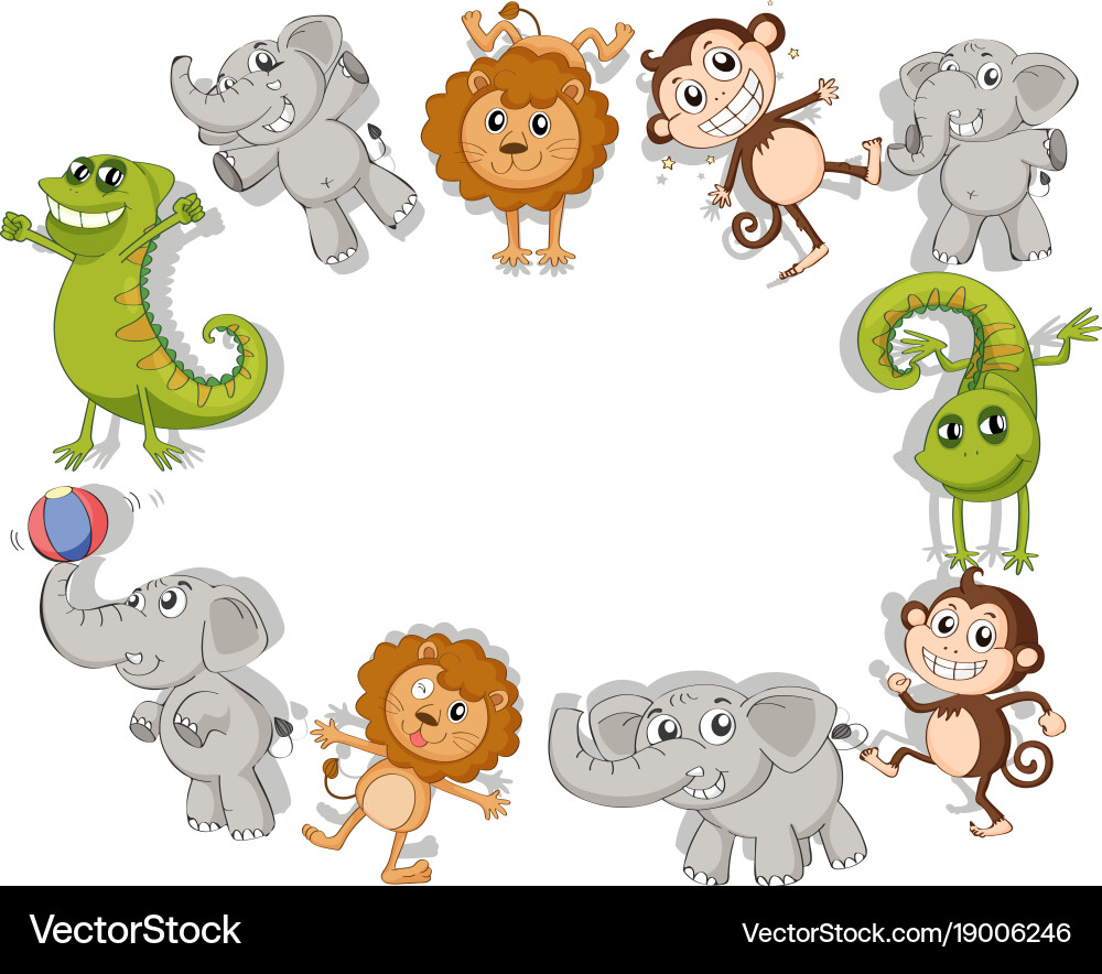 Border template with cute animals Royalty Free Vector Image