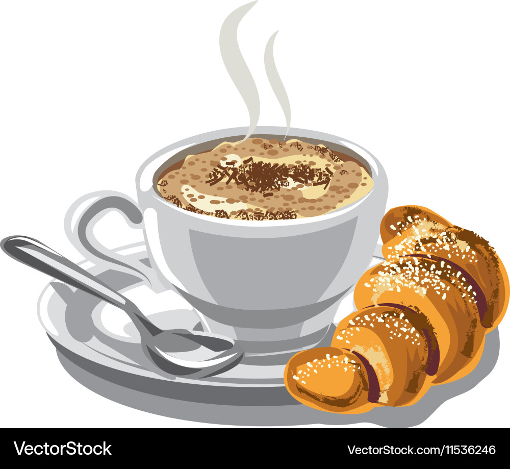 Cappuccino coffee and croissant Royalty Free Vector Image