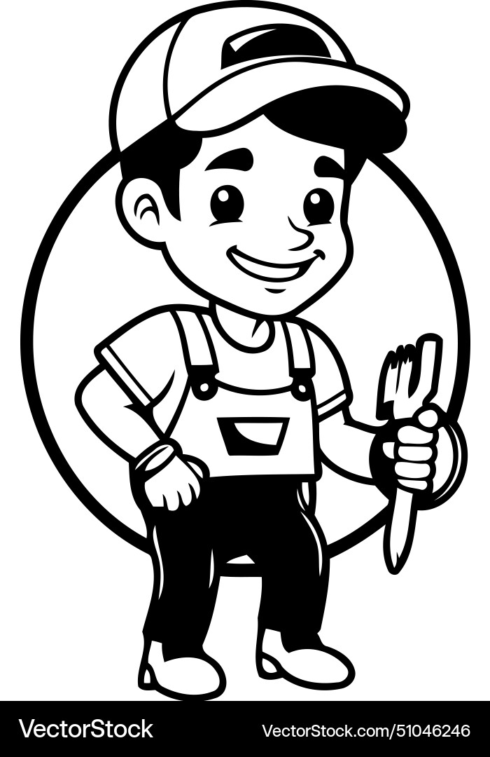Cartoon handyman with tools cute Royalty Free Vector Image