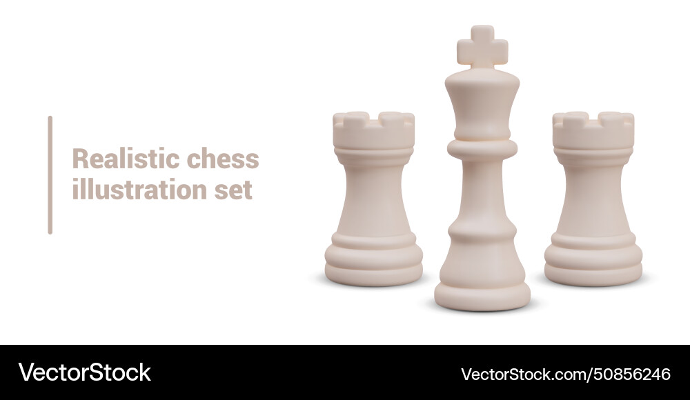 Chess king two rooks set of pieces Royalty Free Vector Image