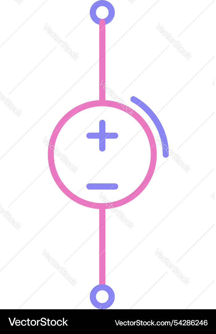 Dc voltage source line two colour icon Royalty Free Vector