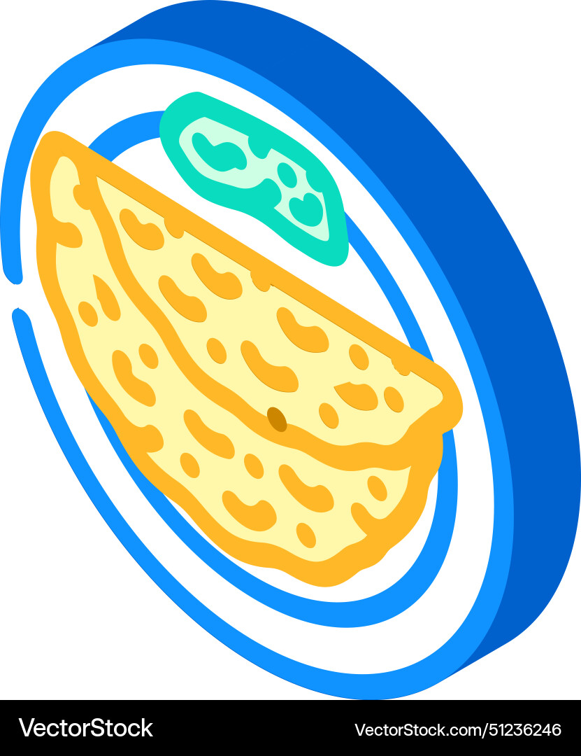 Roti bread indian cuisine isometric icon Vector Image