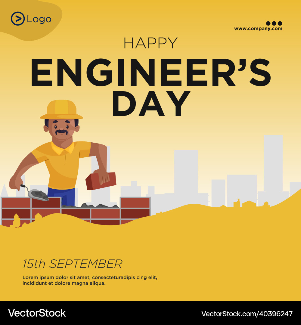 Banner design of happy engineers day Royalty Free Vector