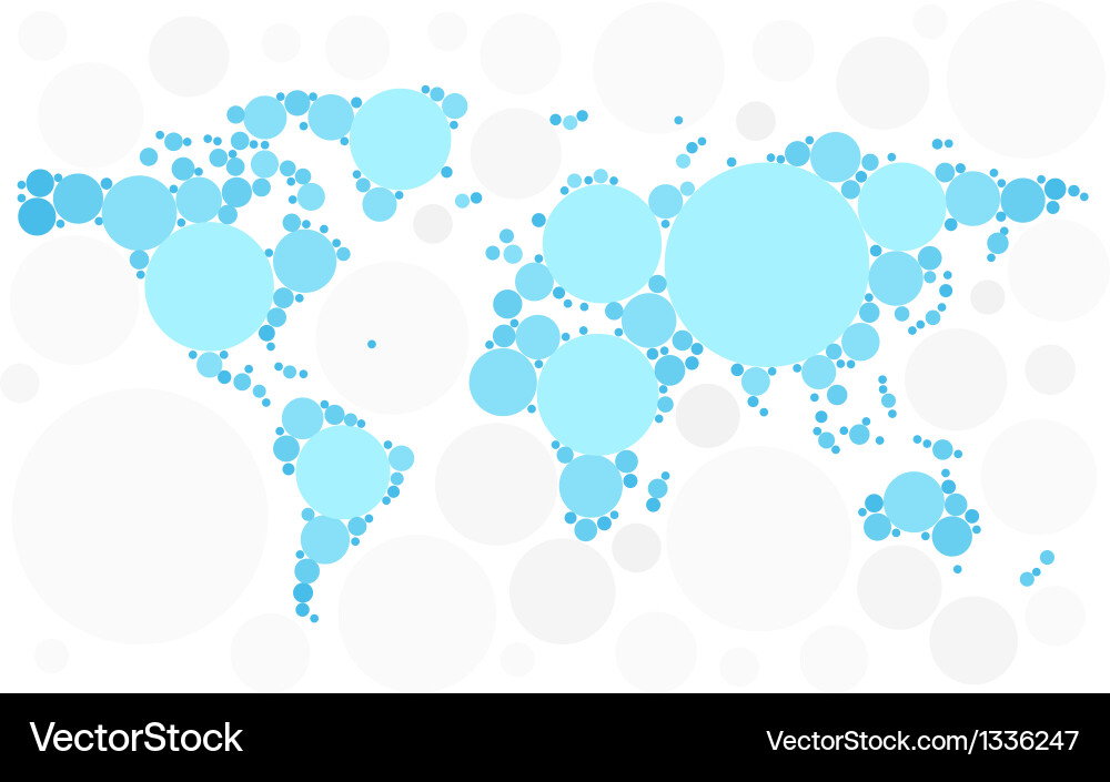 Blue Bubble World Map Royalty Free Vector Image