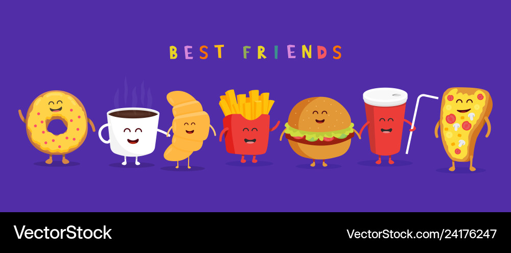 Cute Fast Food Friends Royalty Free Vector Image