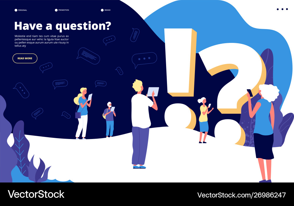 Faq landing page people ask questions and get Vector Image