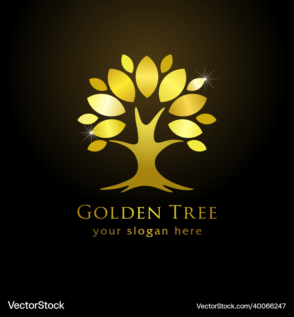 Golden tree icon concept Royalty Free Vector Image