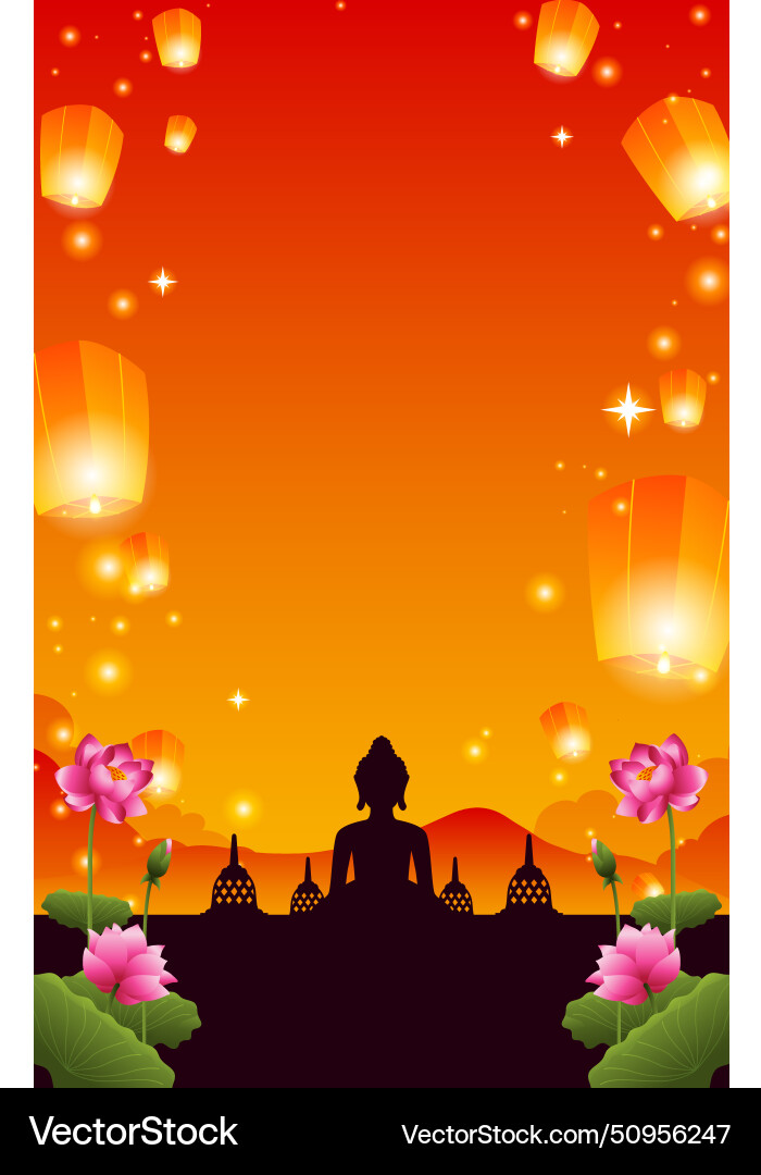 Happy vesak day vertical background Royalty Free Vector