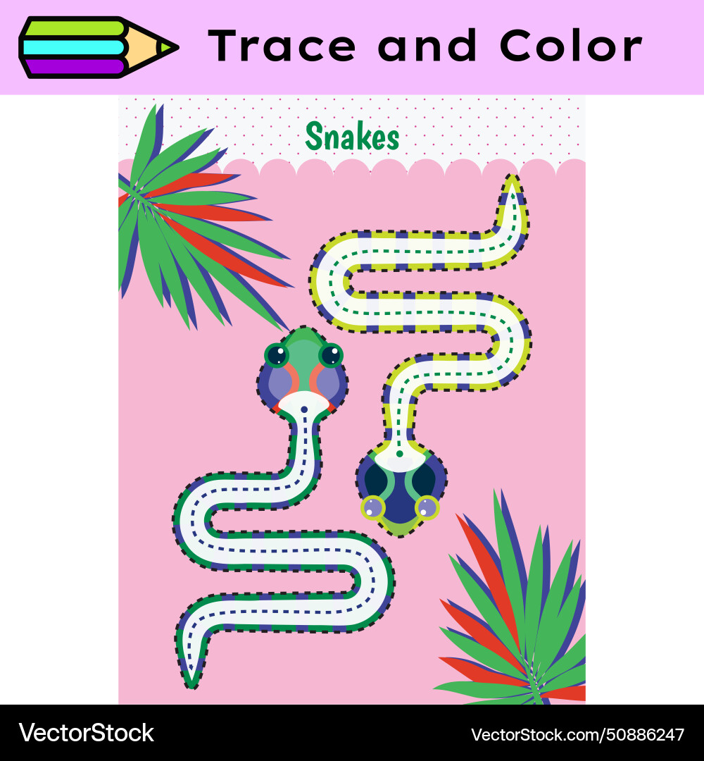Pen tracing lines activity worksheet for children Vector Image