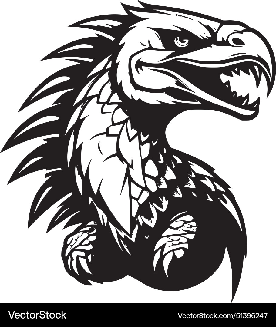 Raptor - black and white Royalty Free Vector Image