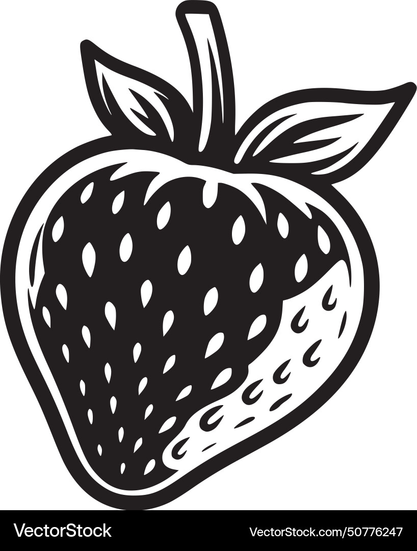 Strawberry - black and white Royalty Free Vector Image