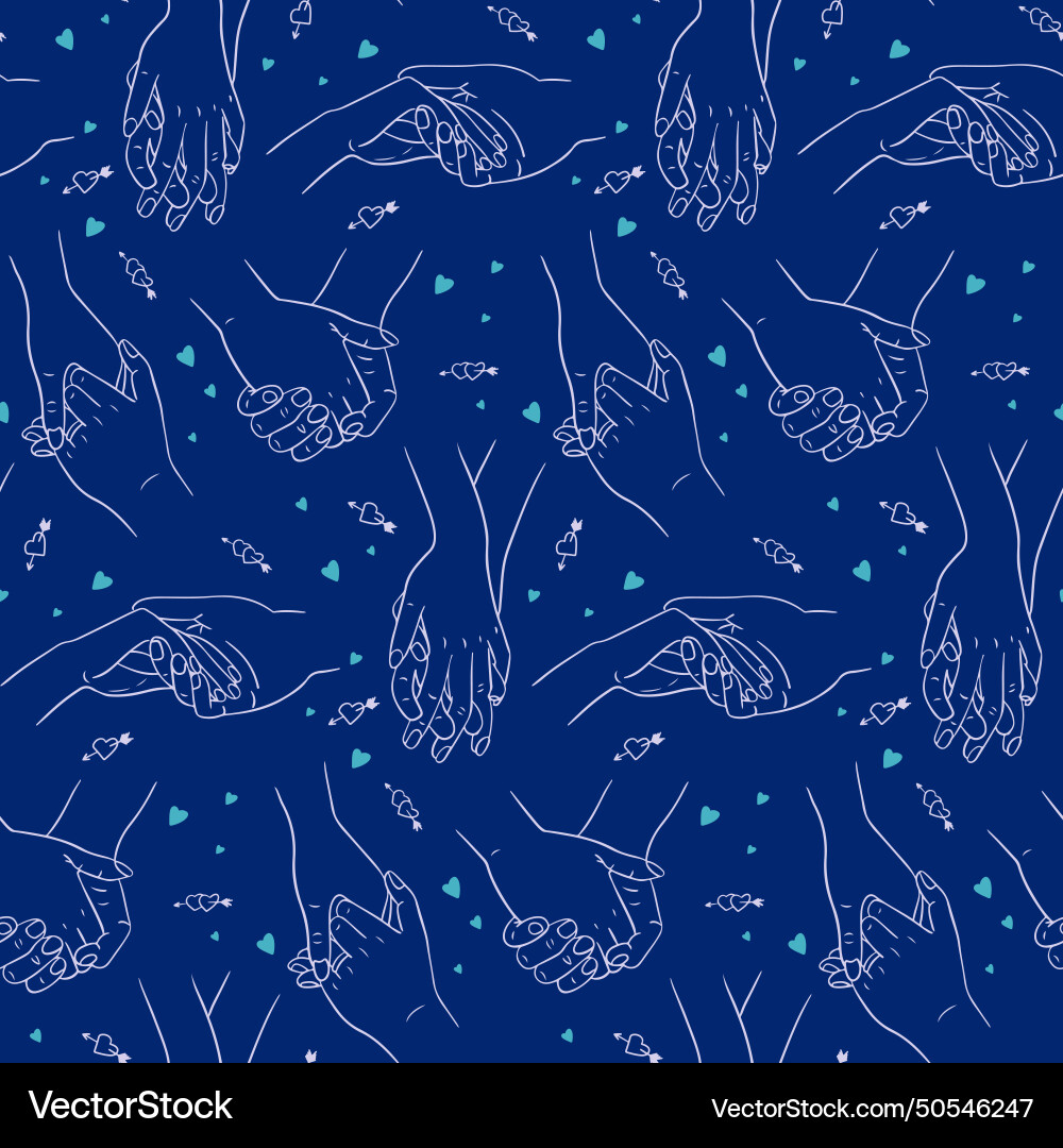 Two hands holding together outline pattern Vector Image