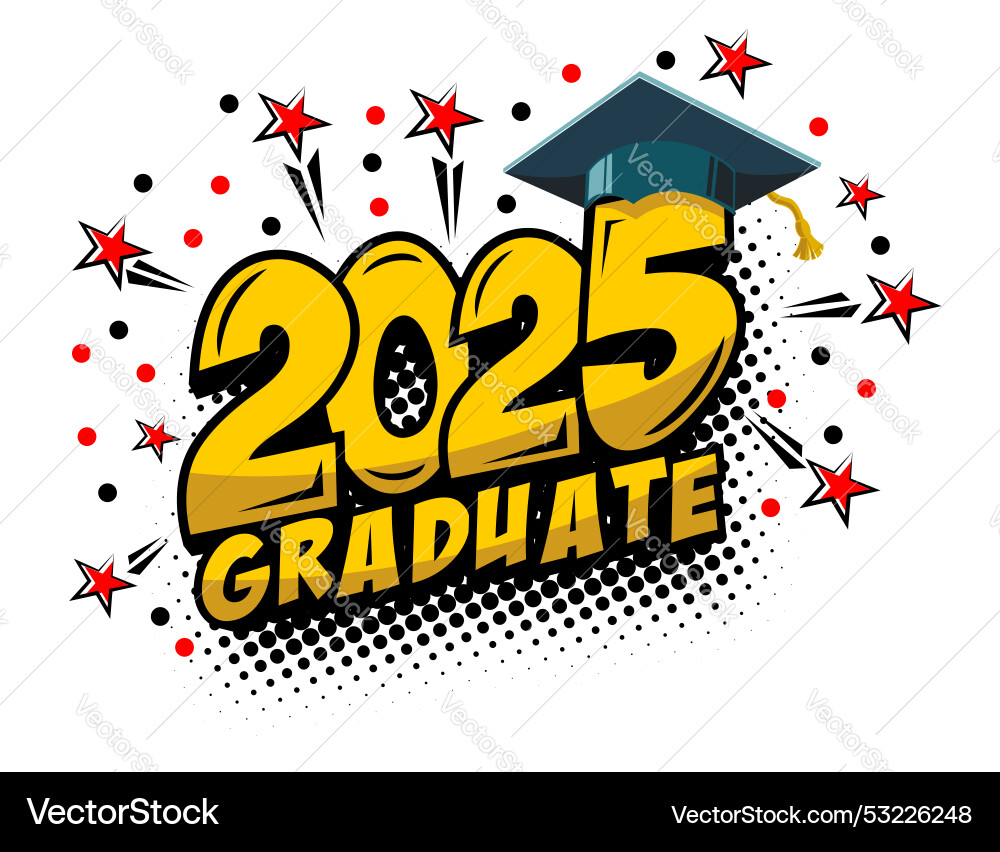 2025 Graduate Celebration Logo Royalty Free Vector Image