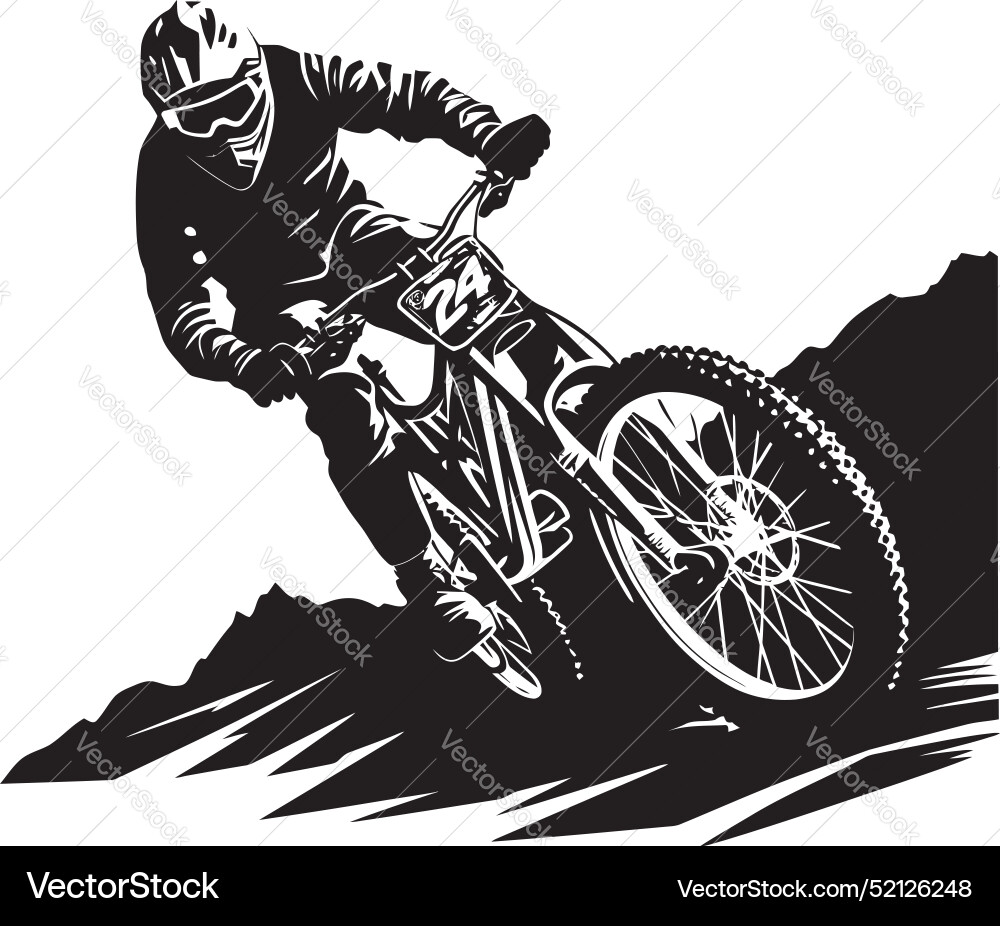 Adventure awaits on two wheels mountain biker Vector Image