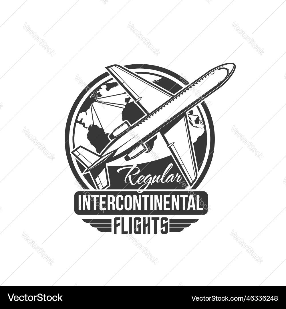 Airline intercontinental flights vintage icon Vector Image
