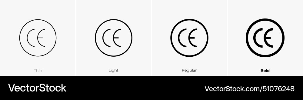 Ce icon thin light regular and bold style design Vector Image