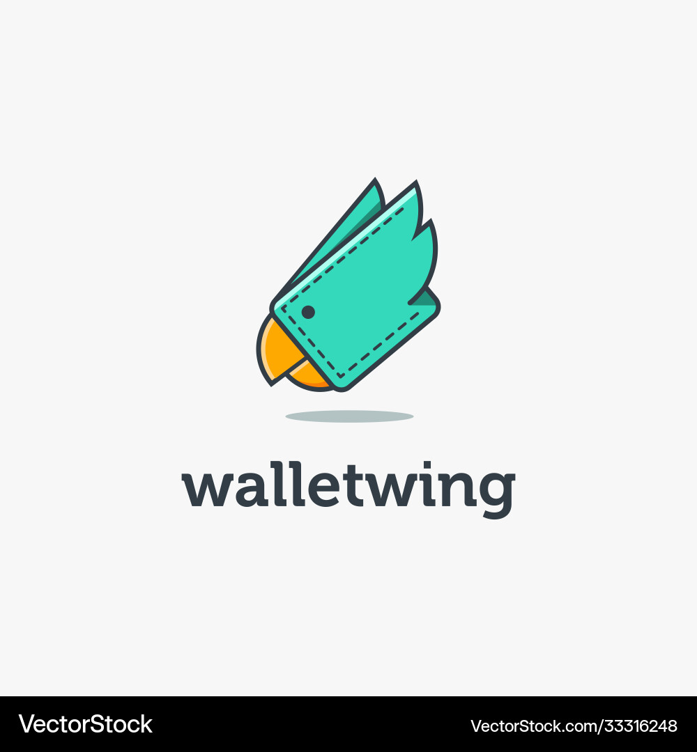 Fun and playful wallet bird logo icon Royalty Free Vector