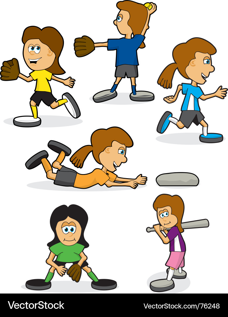 Girls softball Royalty Free Vector Image - VectorStock
