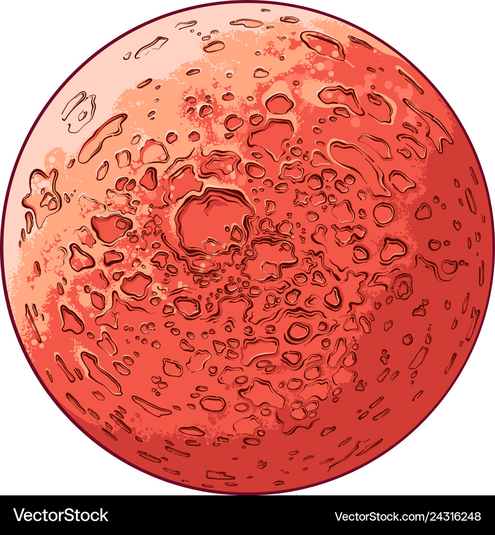 Mars Sketch - Red Planet Artwork Royalty Free Vector Image