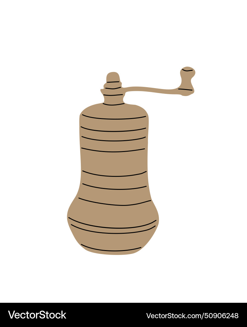 Metallic retro coffee bean grinder with handle Vector Image