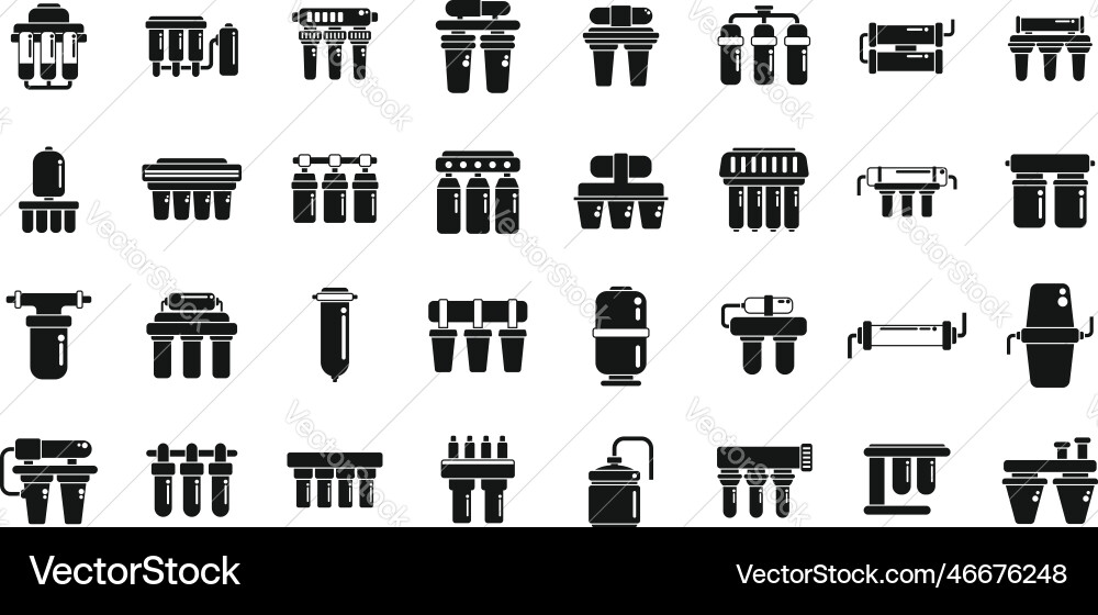 Reverse osmosis system icons set simple Royalty Free Vector